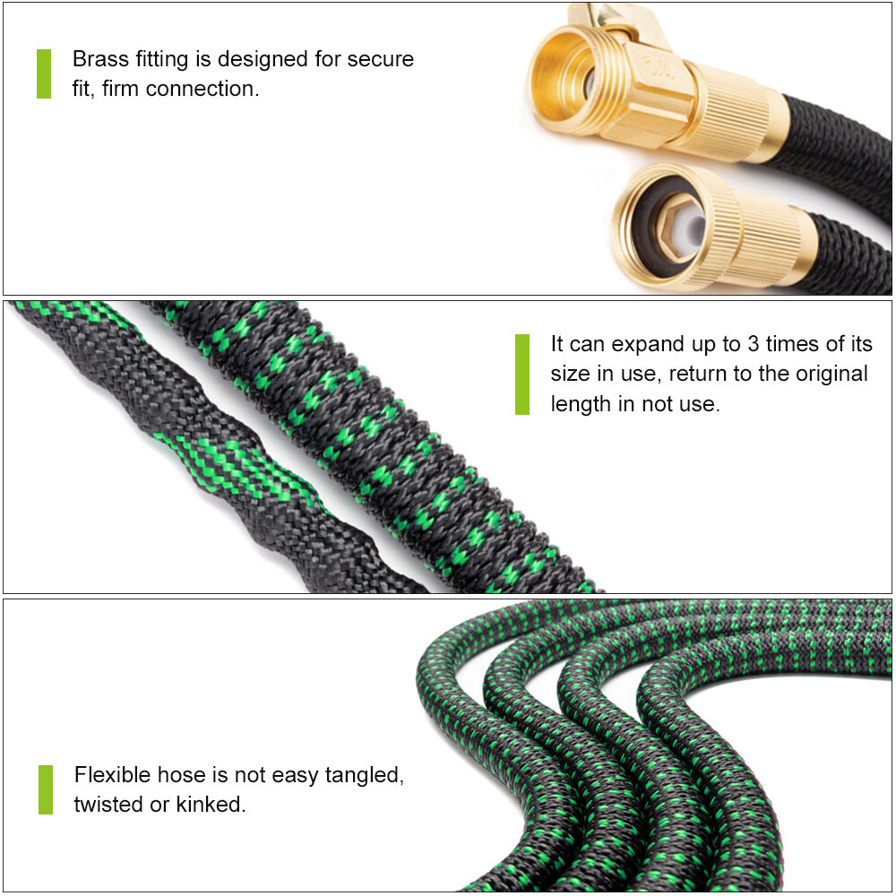 100ft Expandable Garden Hose with 9 Function Nozzle Flexible Strong ...