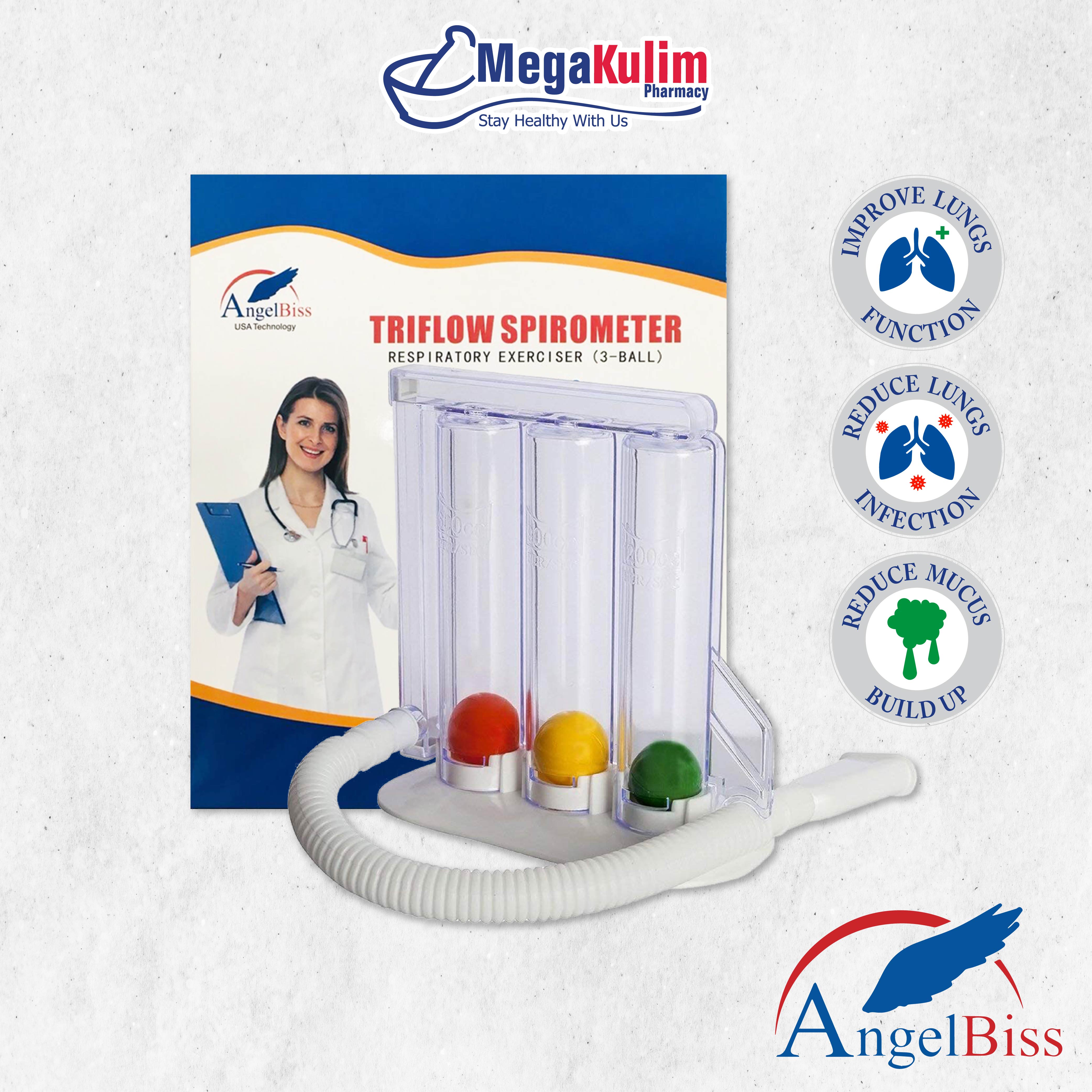 Angelbiss TriFlow Spirometer Respiratory Exerciser TRI-1200 | Lazada