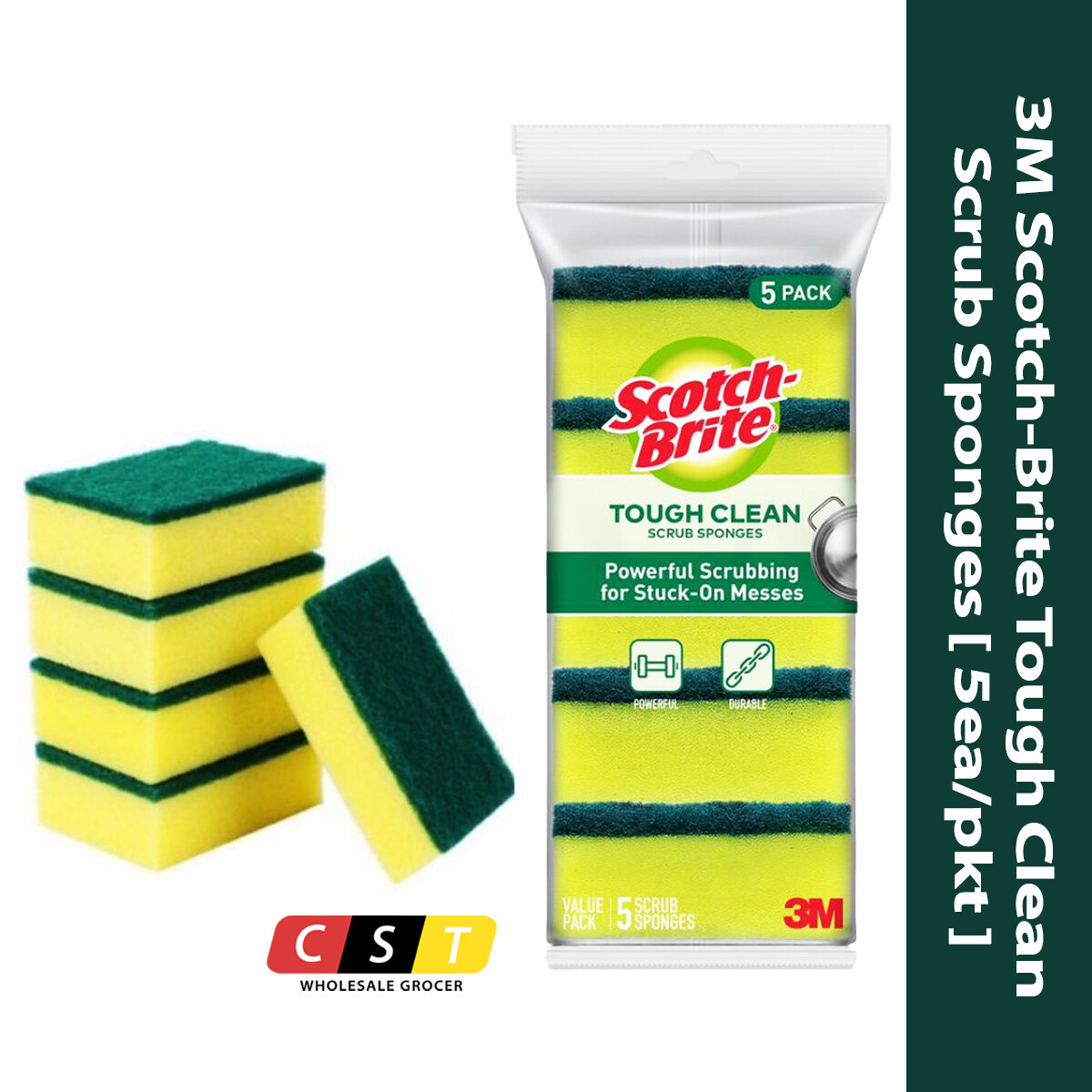 3M Scotch-Brite Tough Clean Scrub Sponges [5ea/pkt] | Lazada