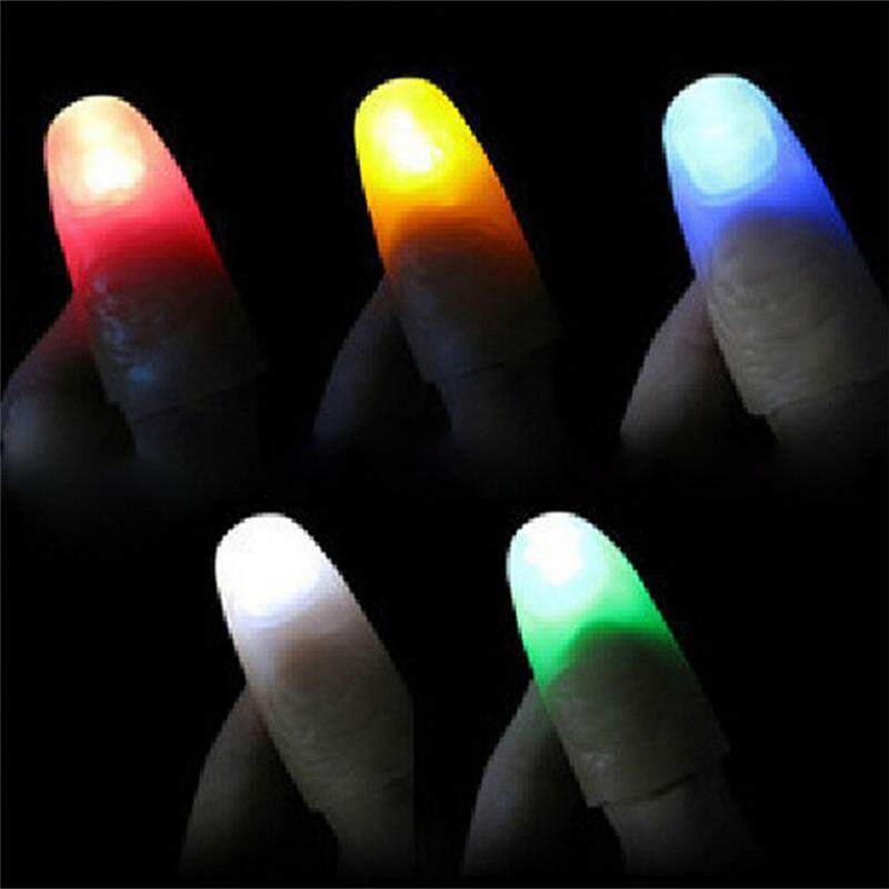 HONG Hot Sale 2Pcs Magic Super Bright Light Up Thumbs Fingers Trick ...