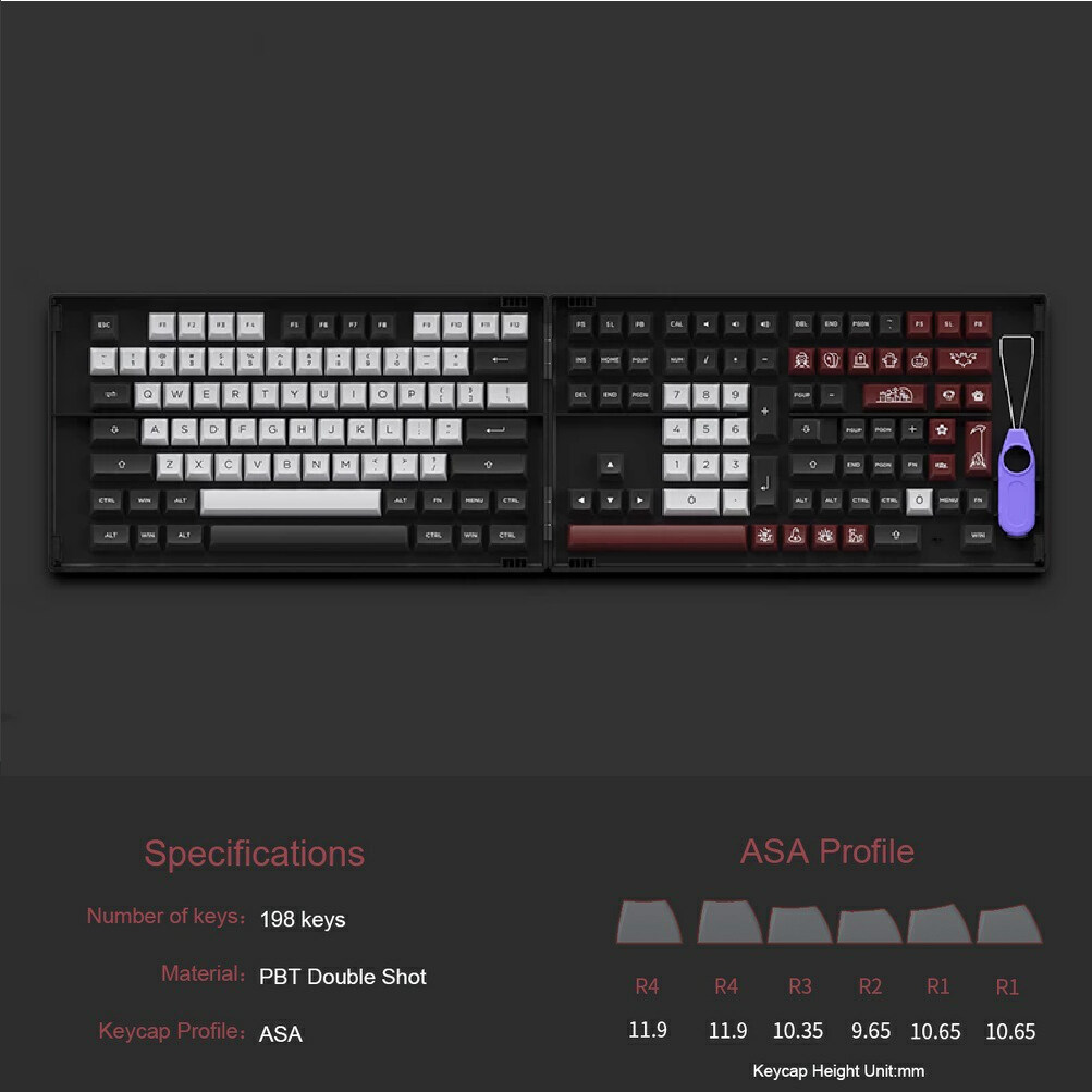 Akko PBT Double-Shot Full Keycap Set for Mechanical Keyboards with ...