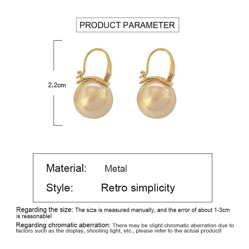 Retro แฟชั่น Pearl Gold ต่างหูผู้หญิง Simple Pearl Ball Drop ต่างหู ...