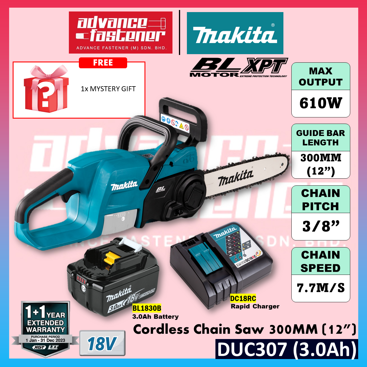 MAKITA DUC307 / DUC307Z 18V Cordless Chainsaw 300MM (12") | Lazada