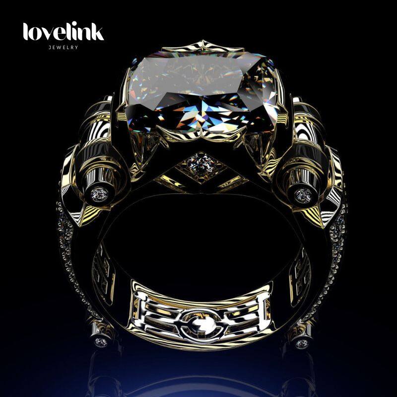 Men's Solid Chunky Full Diamond Good Luck Fortune Ring for Men, Boy ...