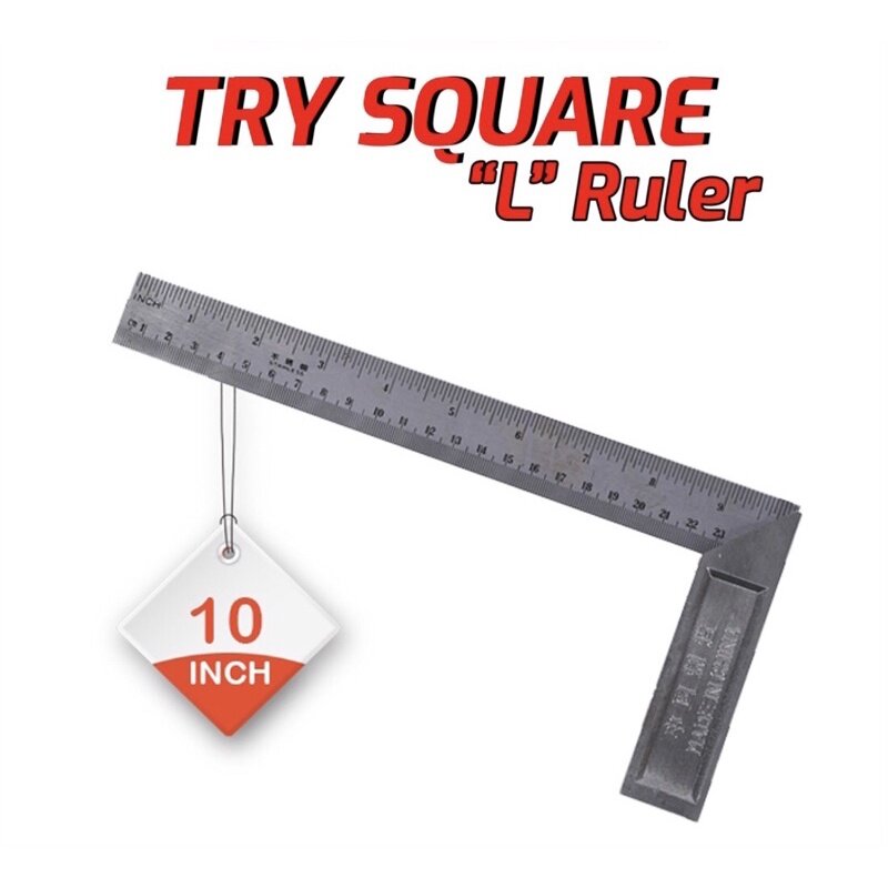Try Square L Ruler / Pembaris Sesiku L / L-Square Angle Ruler (8” / 10 ...