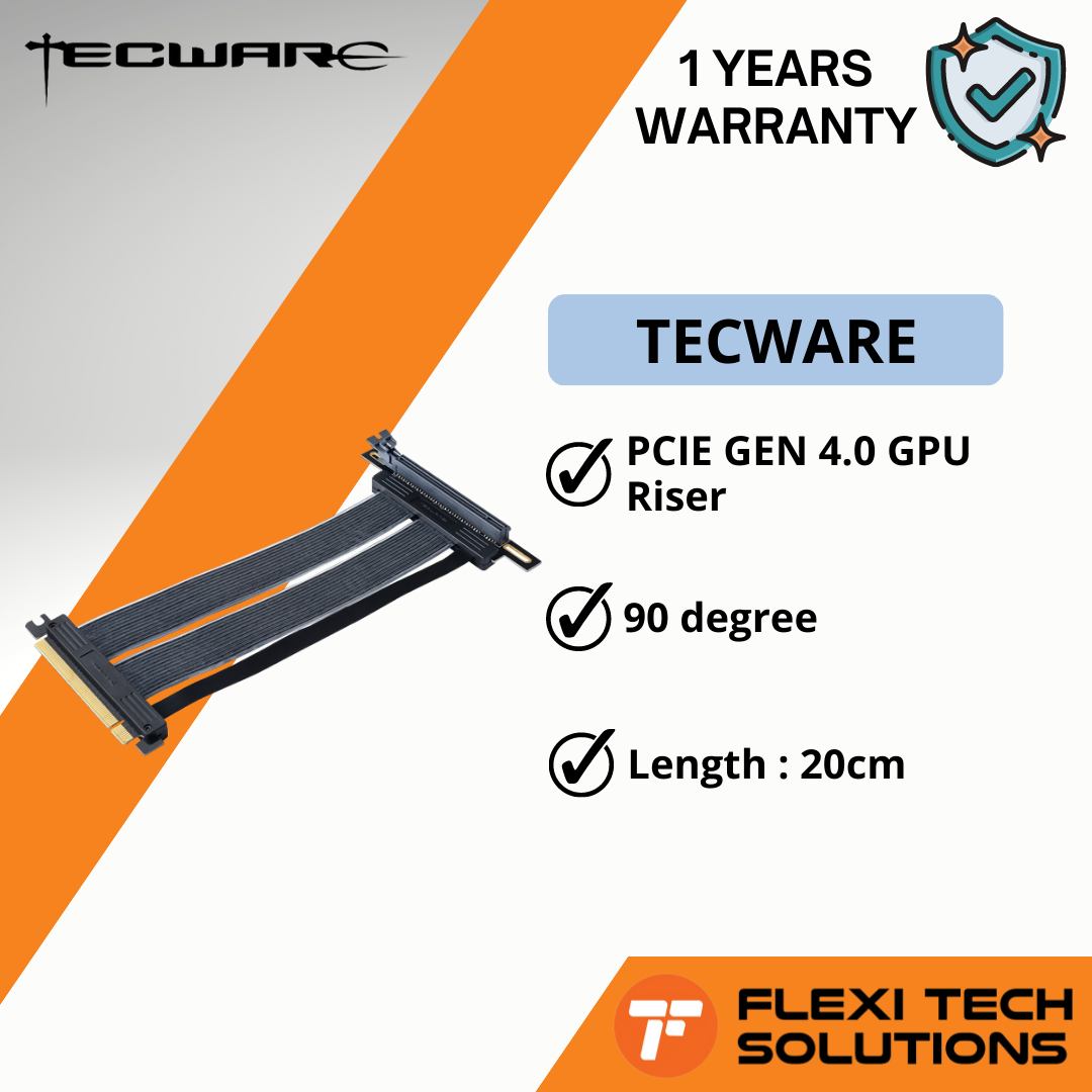 Flexi Tech TECWARE PCIE GEN 4.0 GPU Riser / Riser Cable 20cm Length (90 ...
