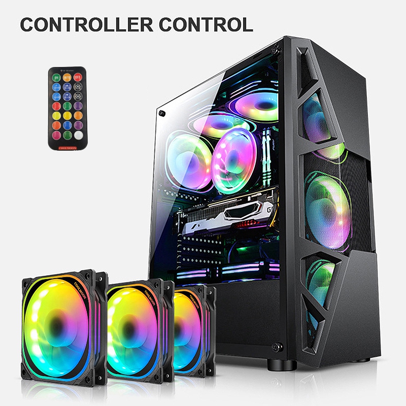 COOLMOON RGB Computer Case Fan, 12cm Multi-Layer Silent Light-Emitting ...