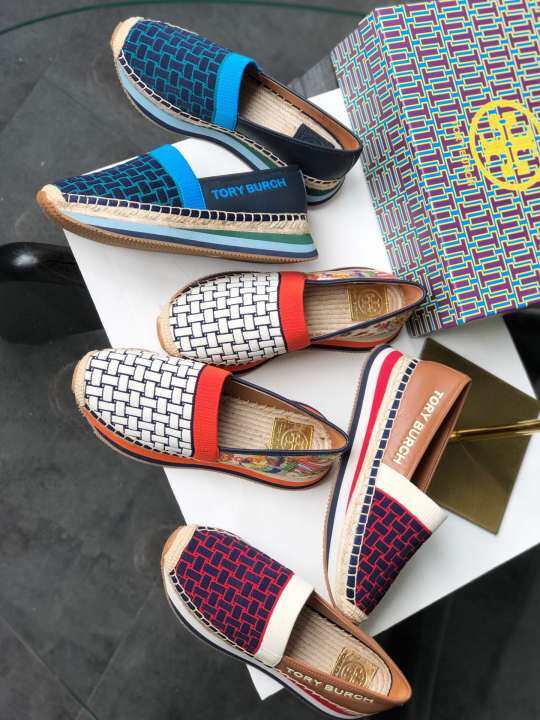 [ของแท้] Tory Burch Straw รองเท้าชาวประมงไม่เคยหมองคล้ำเนื่องจากชุดเท้า ...