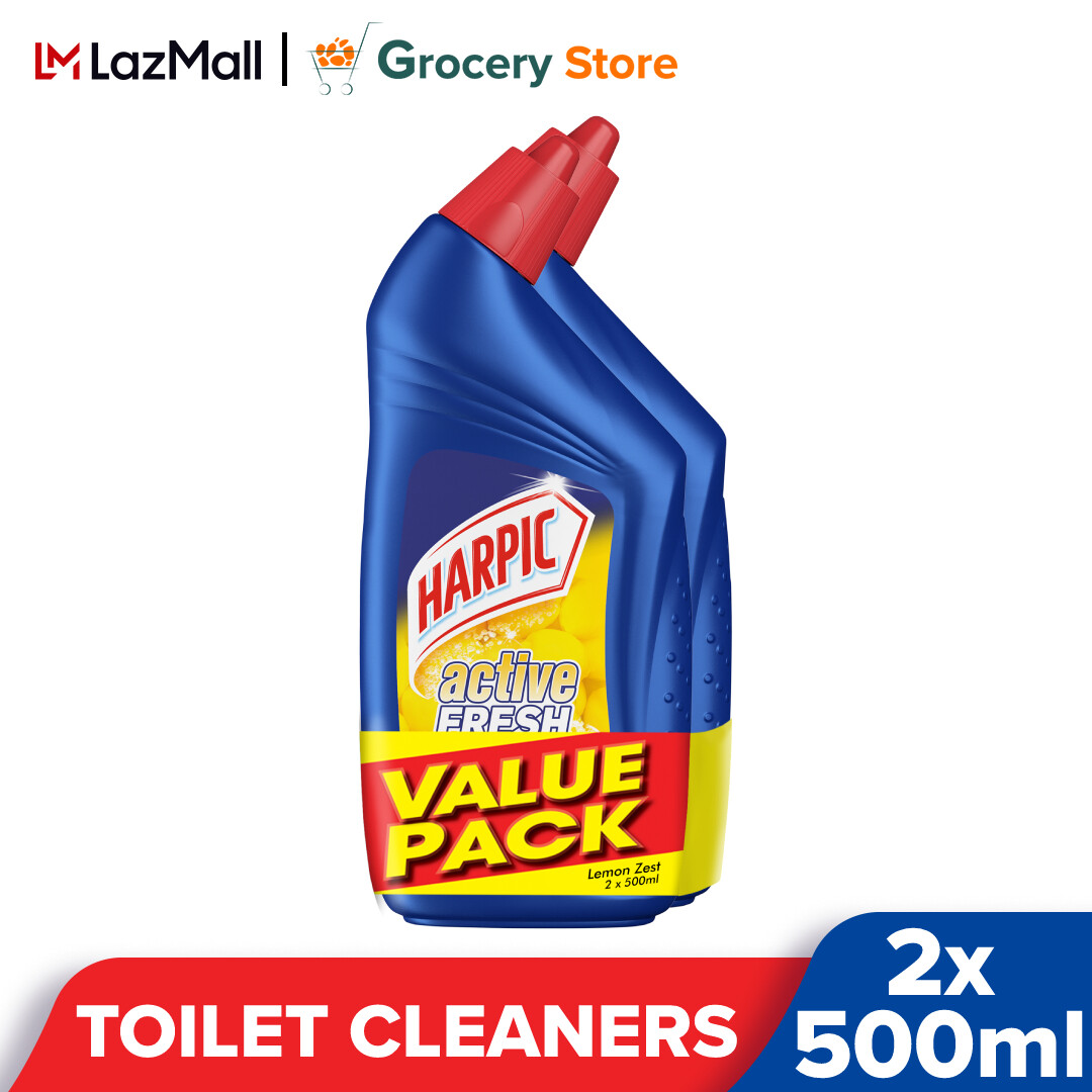 Harpic Active Gel Lemon Zest (500ml x 2) Disinfectant Toilet Cleaner ...