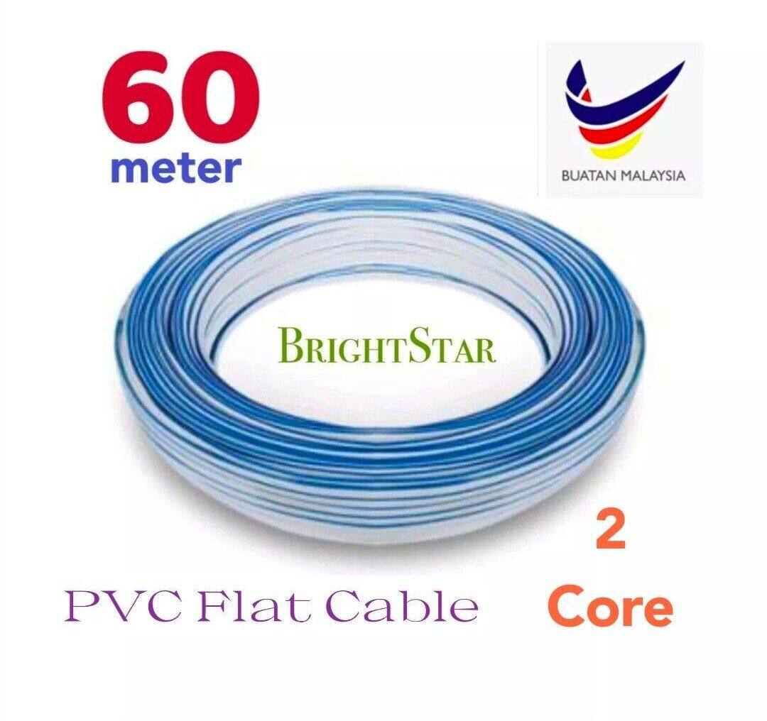 Twin Flat PVC Cable (2C x 23/0.14) White Blue 蓝白电线 Wayar Putih Biru ...