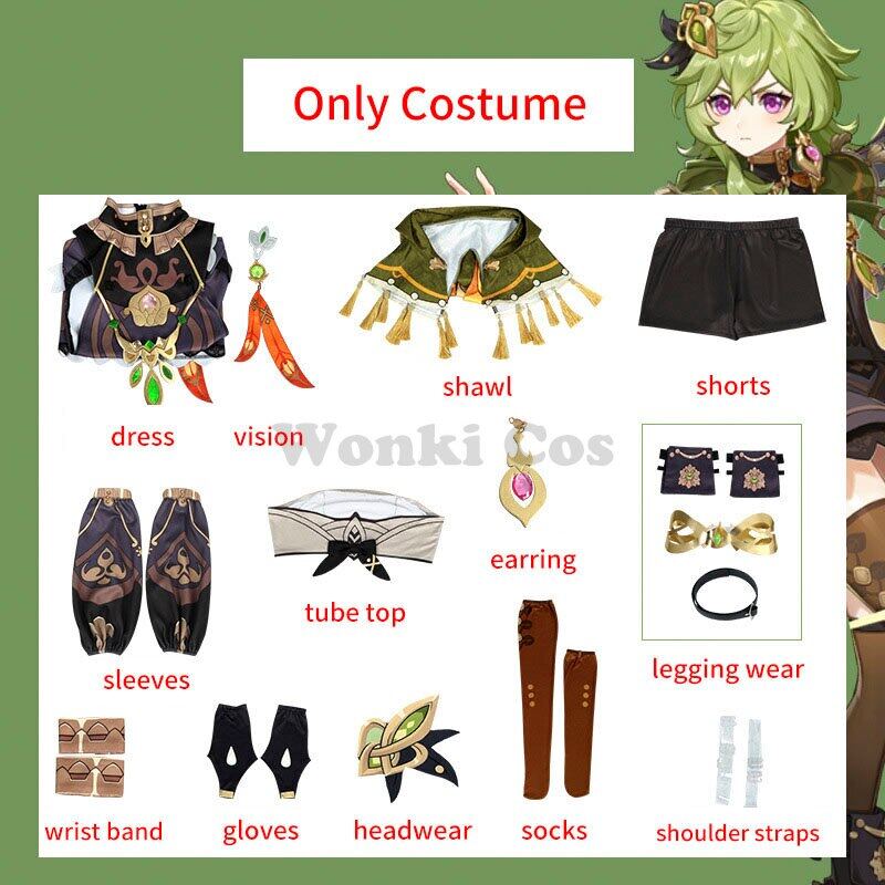 Genshin Collei Cosplay Costume Sumeru Genshin Impact Wig Full Set ...