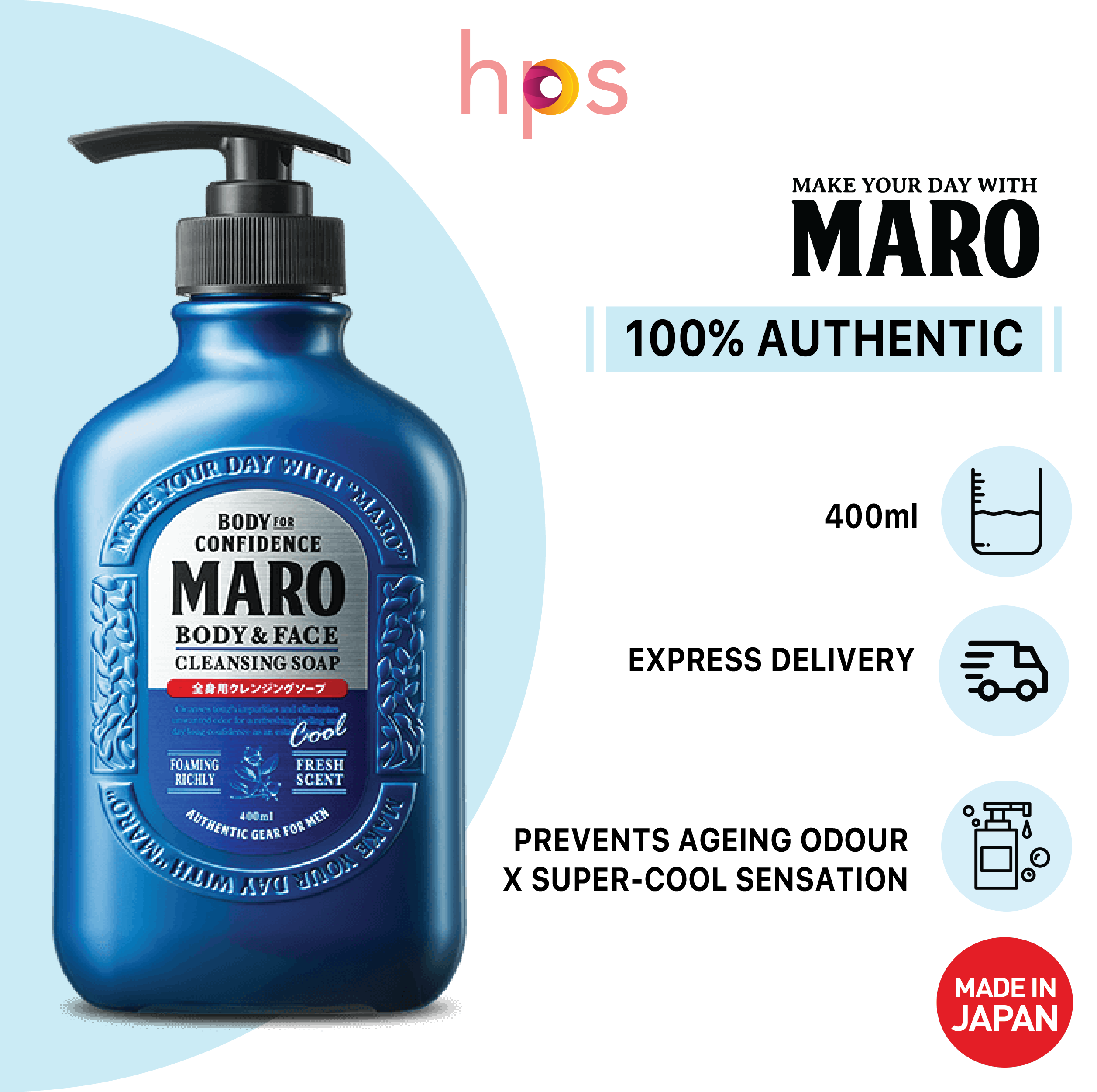 MARO Body&Face Cleansing Soap Cool 400ml | Lazada