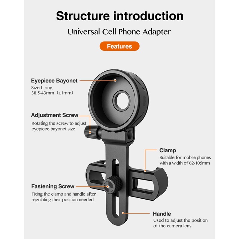 EYESKEY Universal Cell Phone Adapter Bracket Clip Mount Smart Phone ...