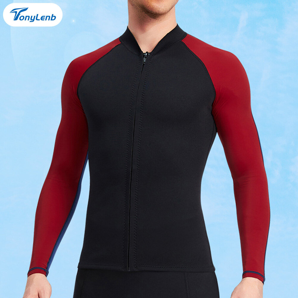TonyLen Men Separate Diving Top Long Sleeve With Zipper Thermal Sun ...