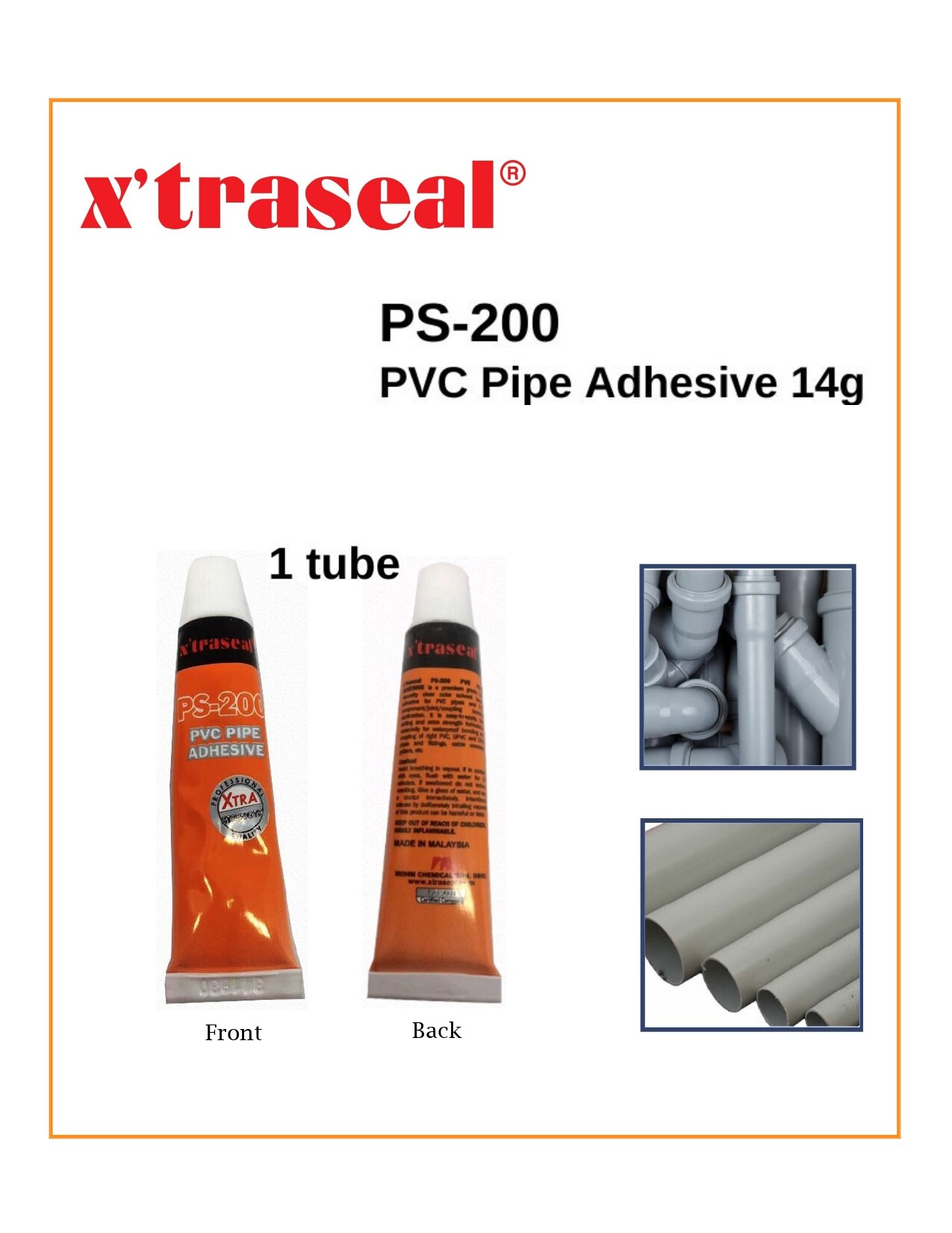 1 Tube X-TRASEAL PS-200 PVC Pipe Adhesive/ Gam Paip PVC | Lazada