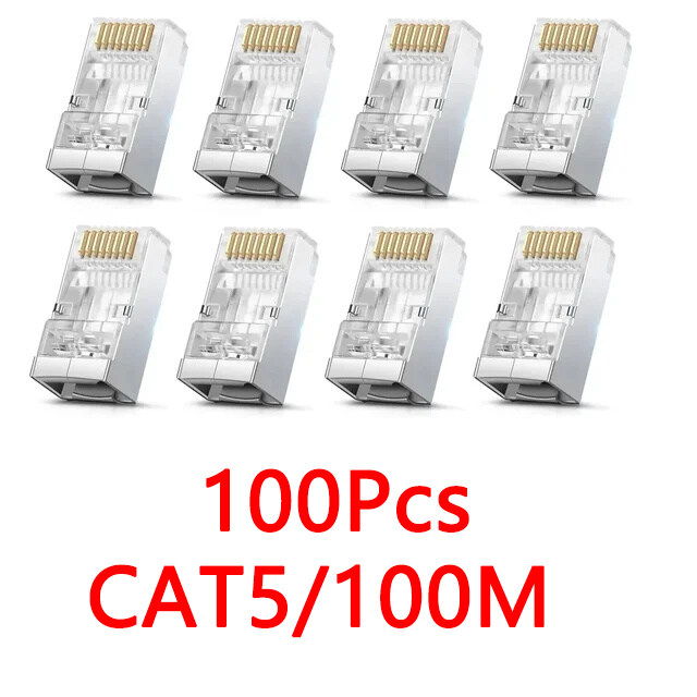 Kebidumei 100pcs Cat6 Cat5e RJ45 Shielded Connector Modular Plug Cable Network Plugs Gold-Plated ...
