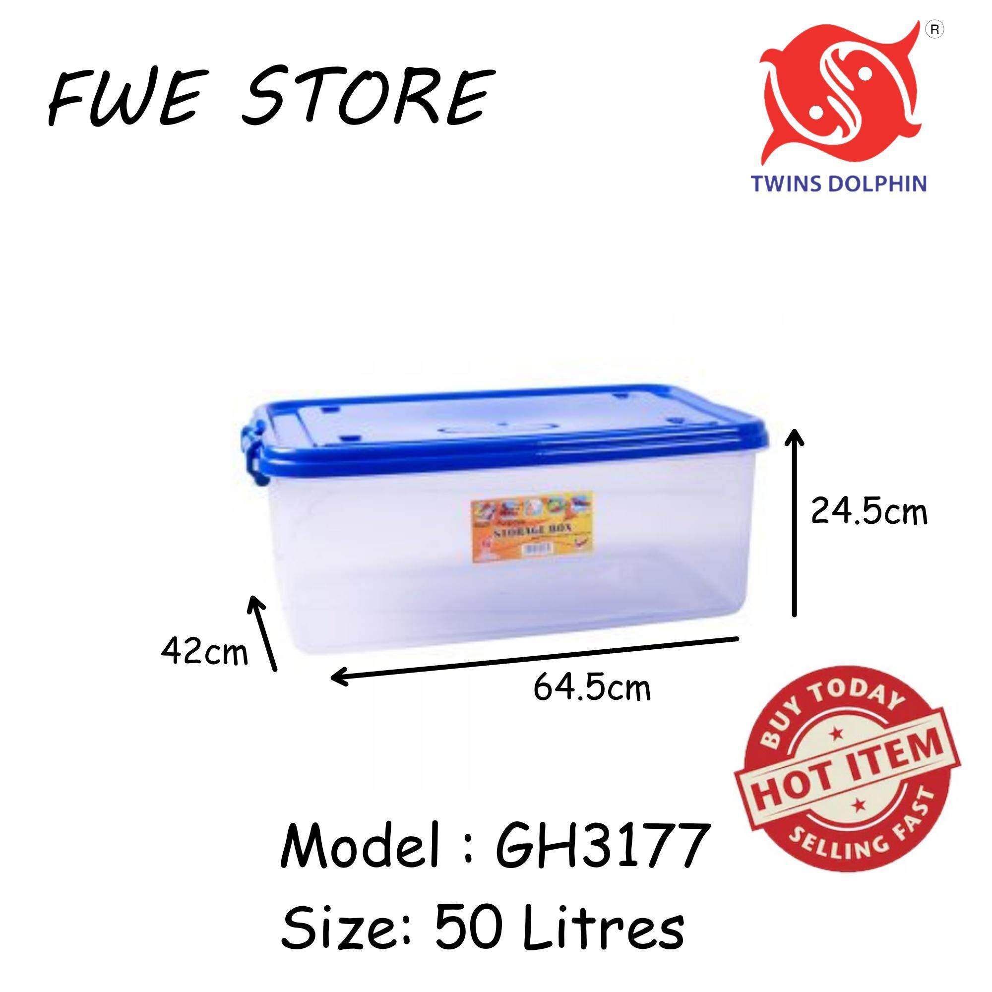 Twins Dolphin Transparent Storage Box 50 Litres - GH3177 | Lazada
