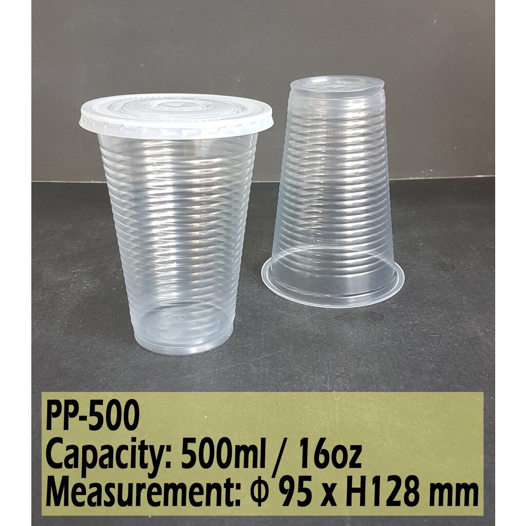 PP Cup (TOLI) PP Plastic Cup with Flat Lid / PP Hygiene Cup, Measurement: 12oz / 16oz / 22oz ...