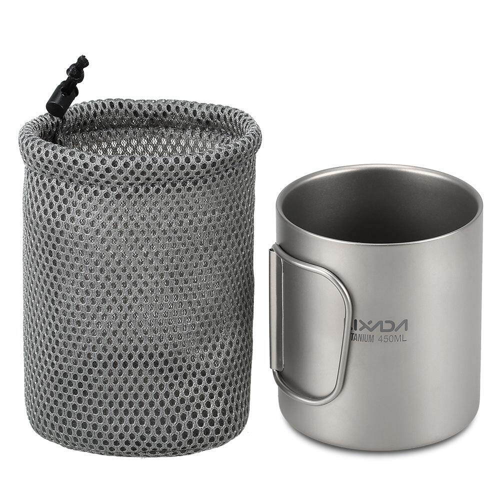 TOMSHOO Lixada 220ml / 450ml Titanium Double Wall Cup Water Coffee Tea ...