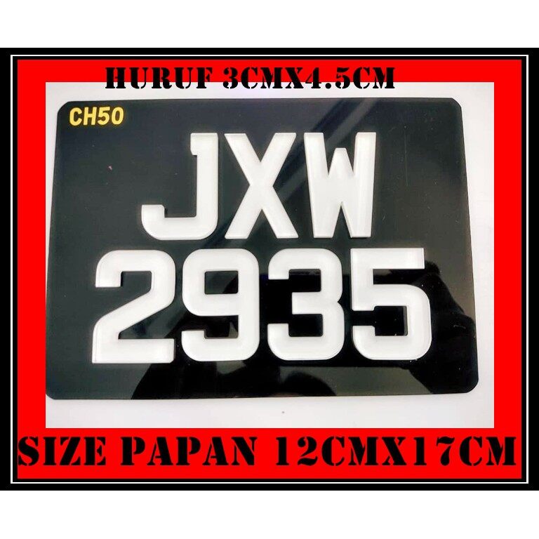 CH50 Nombor Plat/Number Plate V Shape Motorcycle YSUKU with Allen Key ...