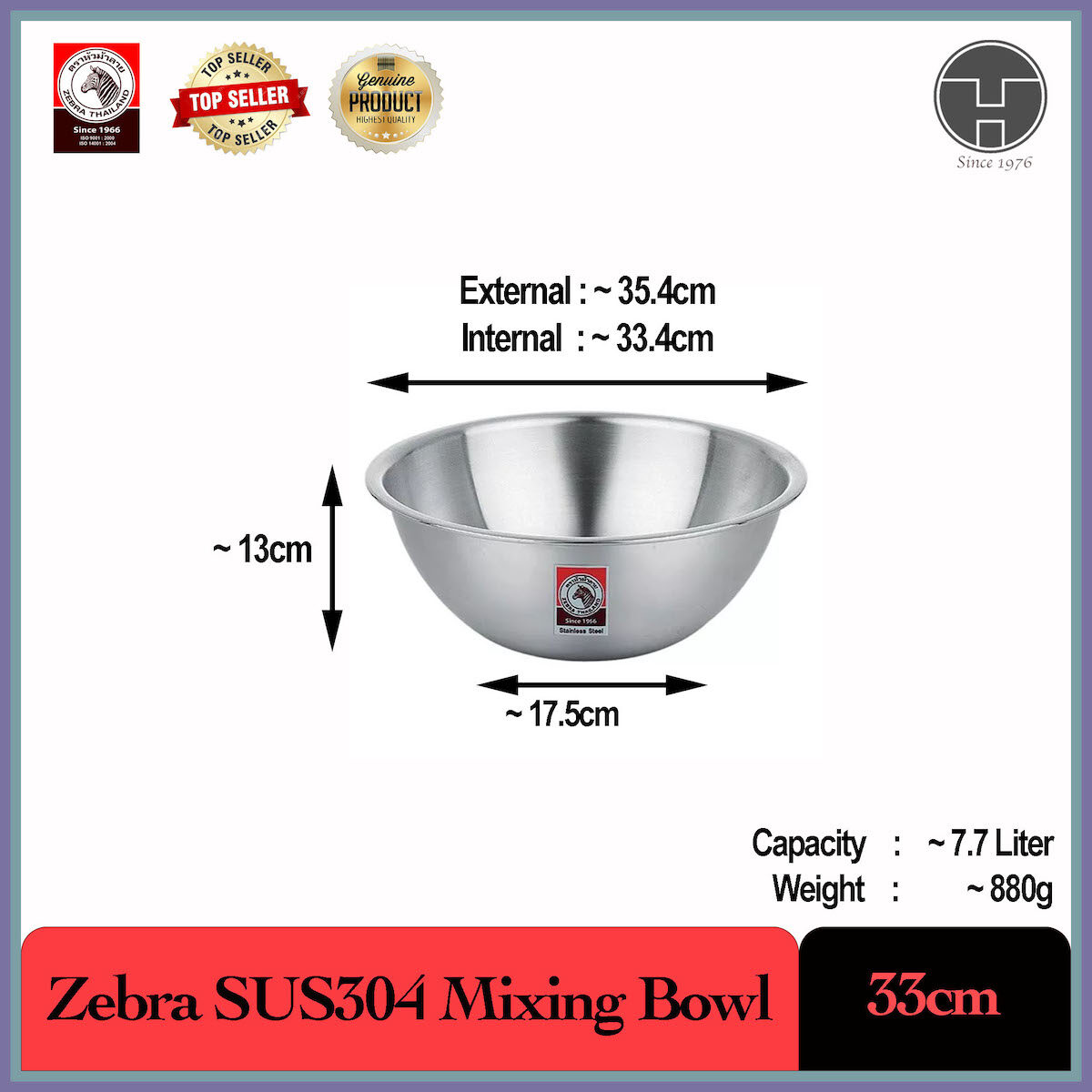 [TeoHin] Zebra SUS304 Mixing Bowl (27cm, 30cm, 33cm, 36cm), bowls ...