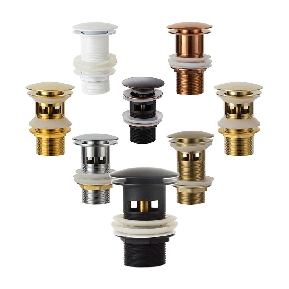 Bathroom Basin Sink Pop Up Drain Matte Black Solid Brass Material Waste ...
