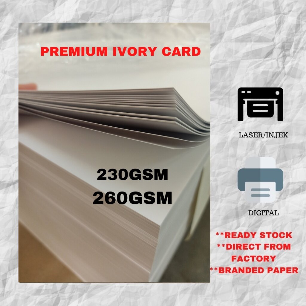 READY STOCK 230GSM IVORY CARD A4 A3 Uncoated (writable/printable ...