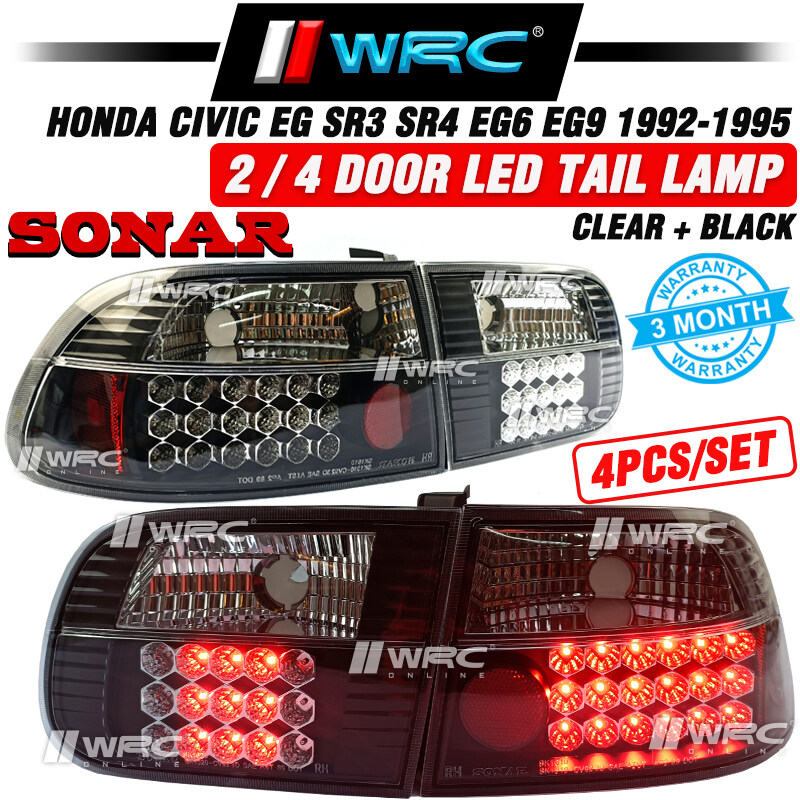 Sonar Honda Civic EG SR3 SR4 EG6 EG9 1992 - 1995 2 / 4 Door Led Tail Lamp ( Clear + Black ) | Lazada