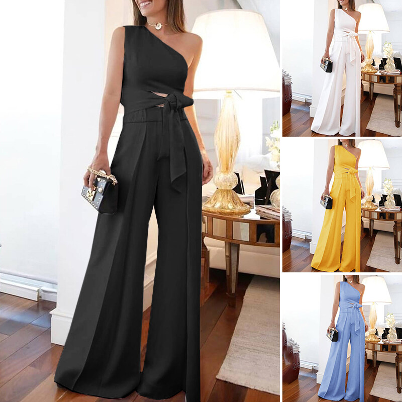 Vonda Womens Elegant Jumpsuits หนึ่งไหล่ Playsuits อย่างเป็นทางการชุดบอ