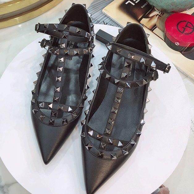 Endur V Rivet Flat Shoes 2022 Early Spring New Pointed Toe Strap ...