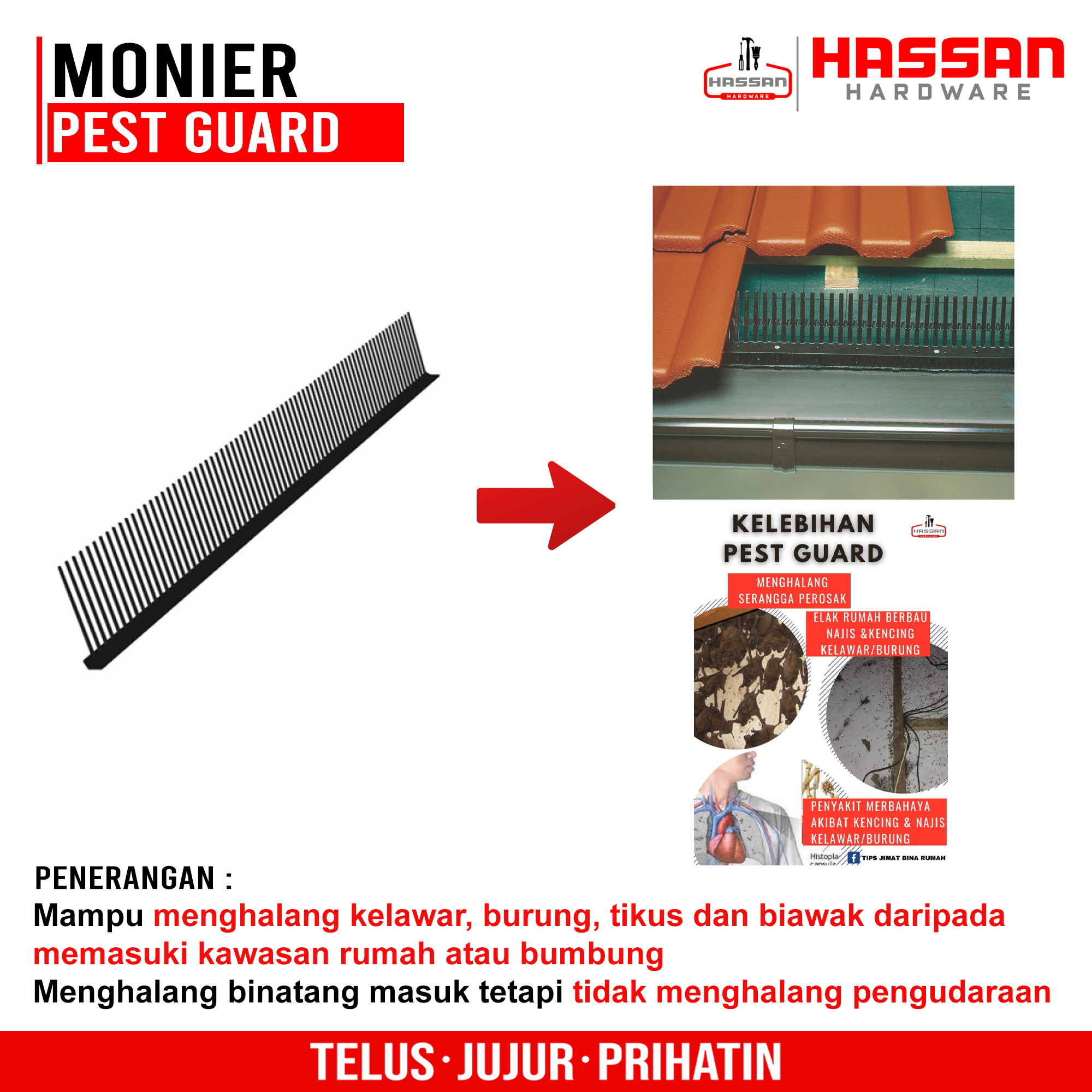 ORIGINAL MONIER PEST GUARD/ cover atap rumah (JARING KELAWAR) (JARING ...