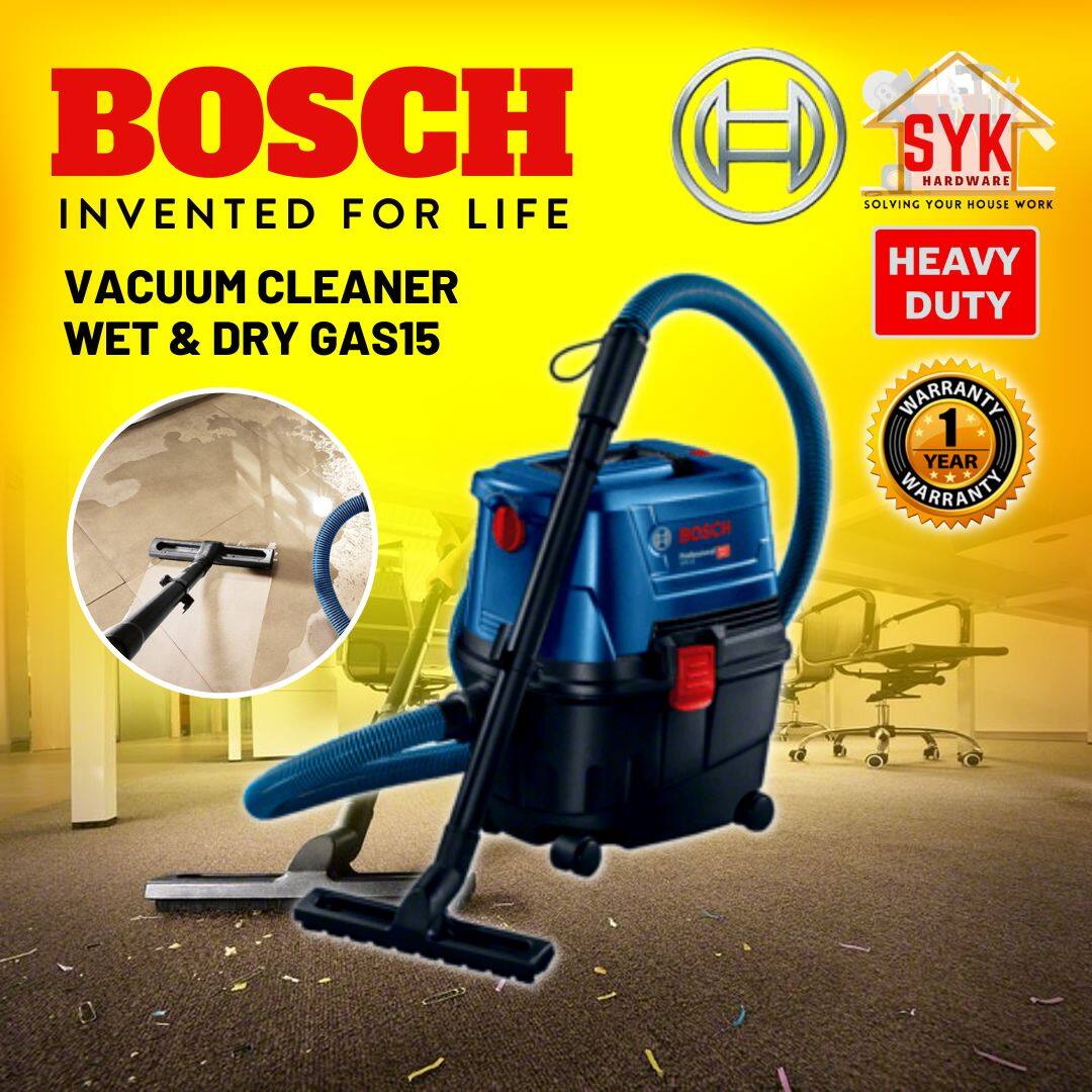 SYK Bosch GAS 15 Corded Wet & Dry Vacuum Cleaner Extractor Pembersih ...