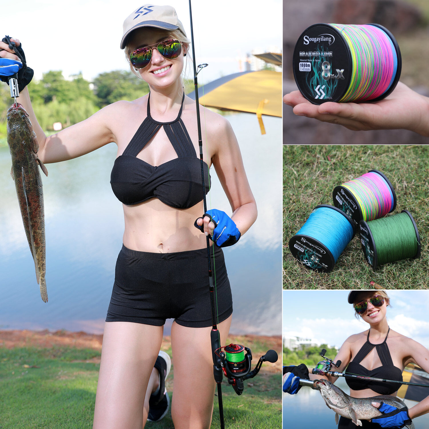 Sougayilang X8 1สายตกปลา300M 500M 1000M 8 1 Strands สายตกปลาถักสายตกปลา PE ที่แข็งแกร่ง ...