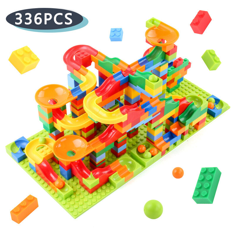 Mini Size DIY DIY Marble Race Track Ball Block Funnel Slide Brick ...