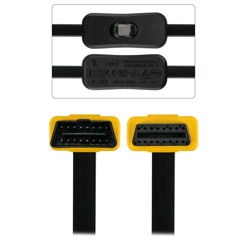 AUTOOL 60cm Car OBD ELM327 Scanner Extension Cable(With Switch) Auto ...