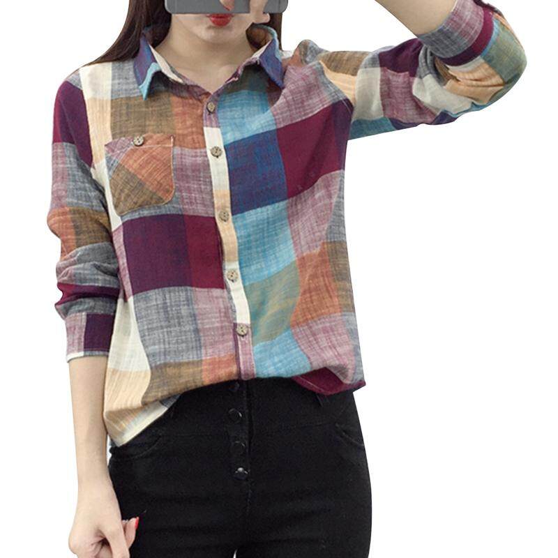 BBty แฟชั่นผู้หญิงสไตล์ใหม่ฝ้ายและผ้าลินินตาข่ายหญิงเสื้อแขนยาวเสื้อ ...