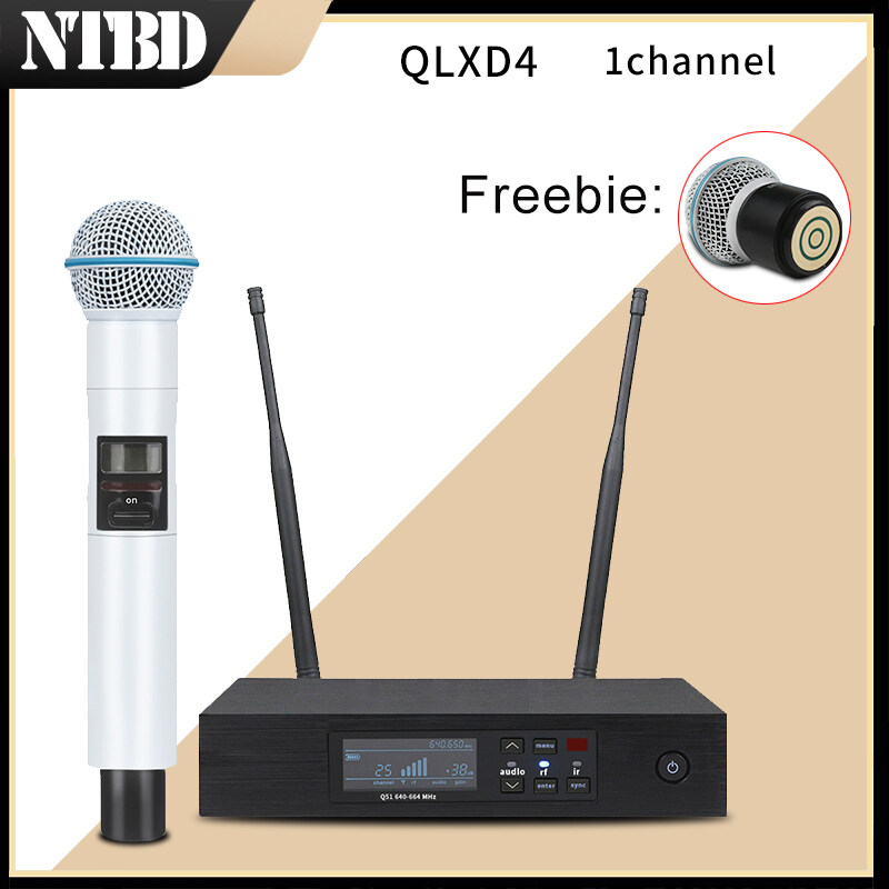 NTBD NEW!! White QLXD4 B58 640-664Mhz UHF Wireless Microphone High Quality Professional Wireless ...