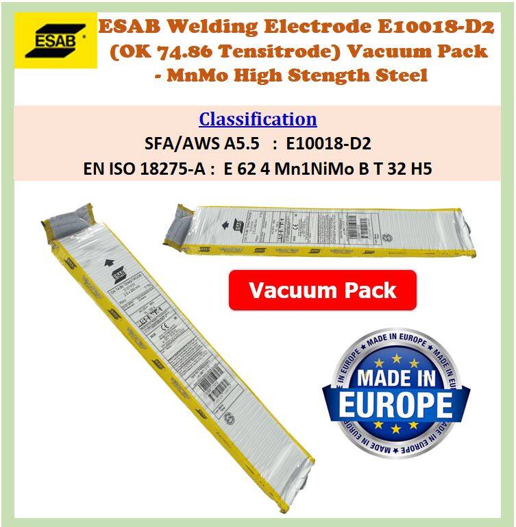 ESAB Welding Electrode E10018-D2 (OK 74.86 Tensitrode) Vacuum Pack - MnMo High Stength Steel ...