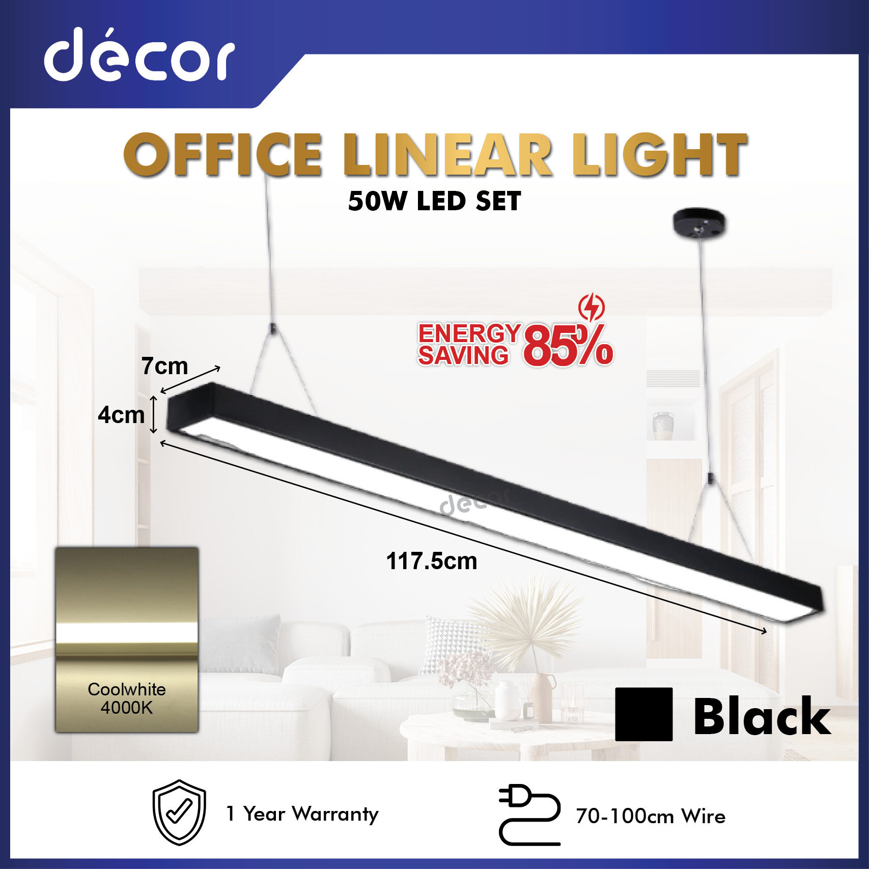 Home Linear Office Pendant Light LED T8 Linear Light Casing Kalimantang ...