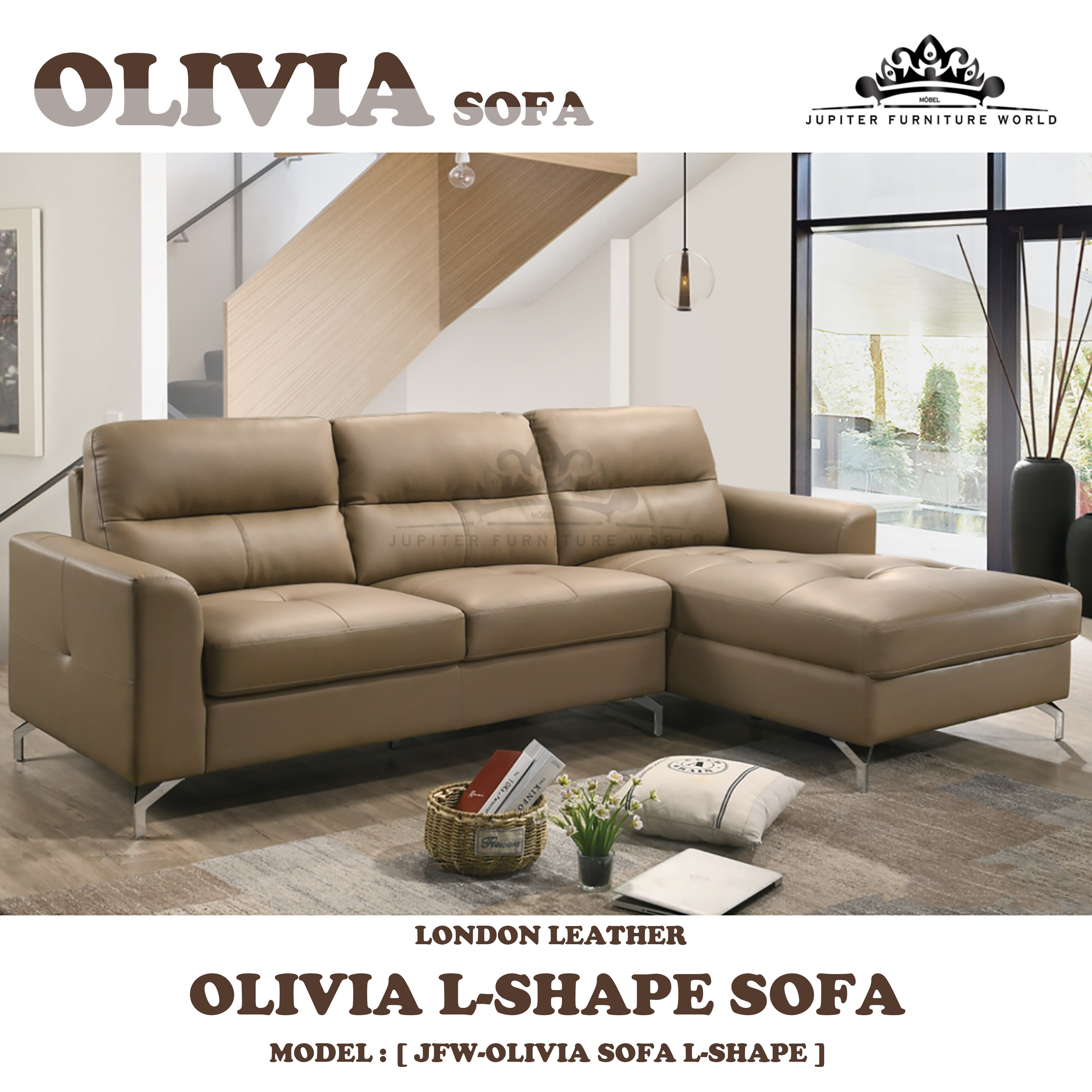 Jupiter Brown Leather Sectional Sofa Jupiter Sofa | Nexus Collection