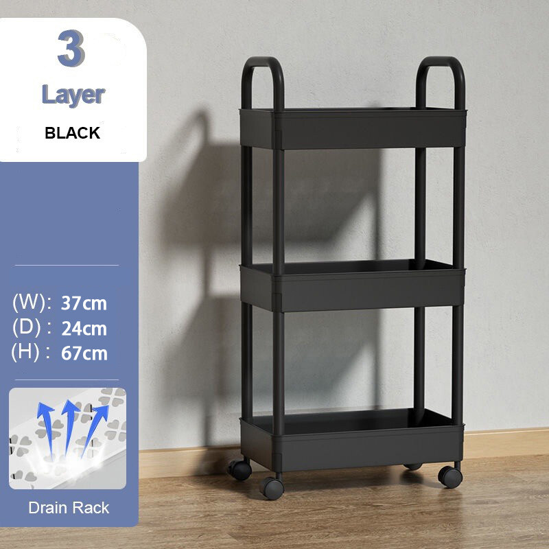 3 Tier Multifunction Storage Trolley Rack Home Kitchen Rack Office ...