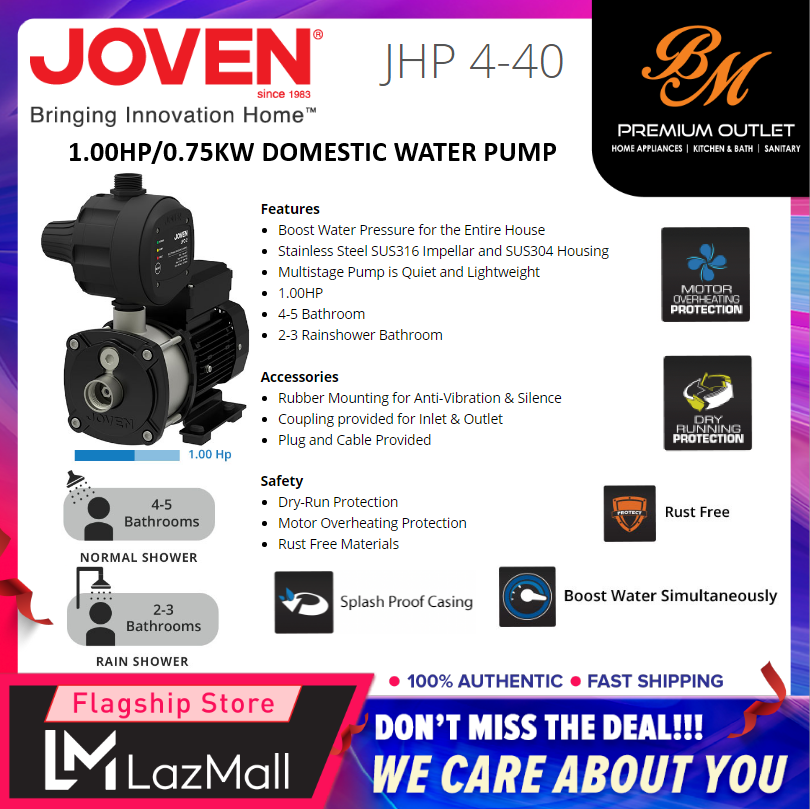 Joven Centralised Automatic Domestic Water Pump with SUS304 Housing Overheating Protection and ...