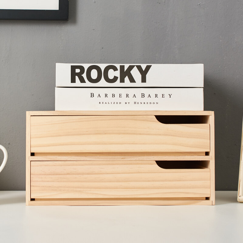 Office A4 Paper Solid Wood Storage Box Drawer Shelf Mini Storage Box ...