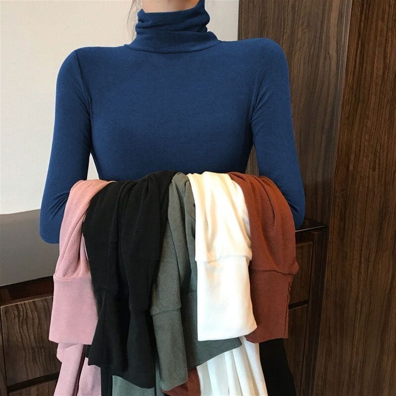 Muslimah Turtle Neck Inner Blouse High Neck Muslim Long Sleeve Tops ...