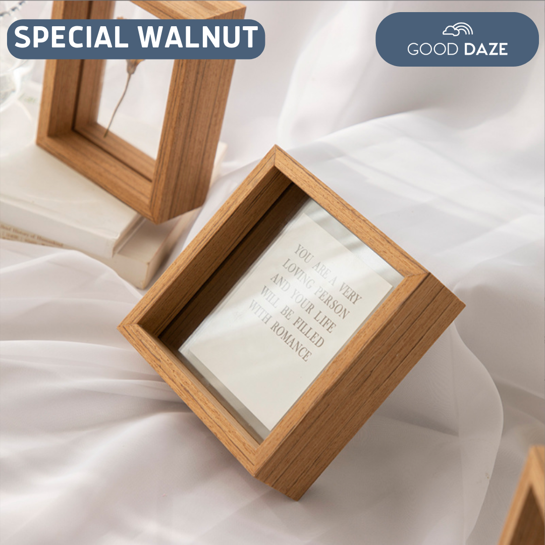 【GOOD DAZE】Natural Wooden Photo Frame with Double Panel Glass ...
