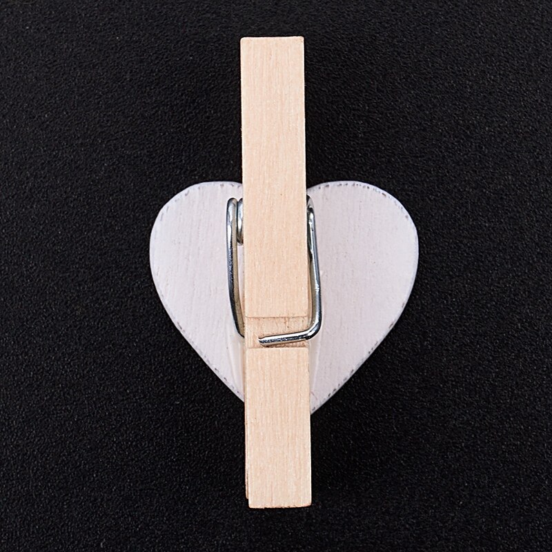 Small Mini Wooden Clothes Pegs / Decorative Pegs with Hearts , White ...