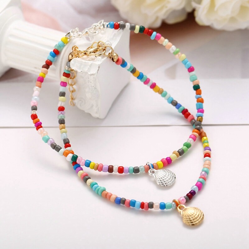 Fancyqube Modyle Bohemian Colorful Beads Shell Anklets For Women Summer ...