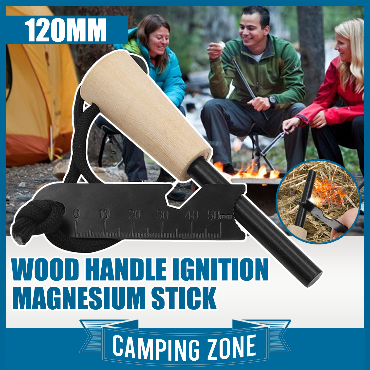 Fire Starter Ferro Rod Fire Steel Ferrocerium Batu Api Lighter Ignition ...