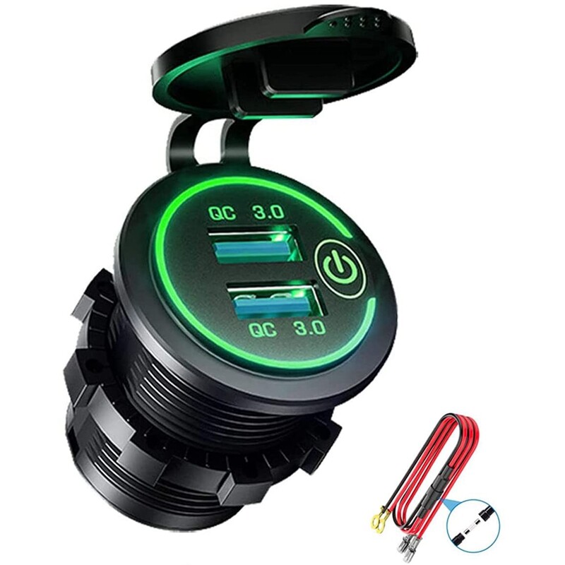 【Ready Stock&COD】QC 3.0 Dual USB Charger Socket,Waterproof 12V/24V USB ...