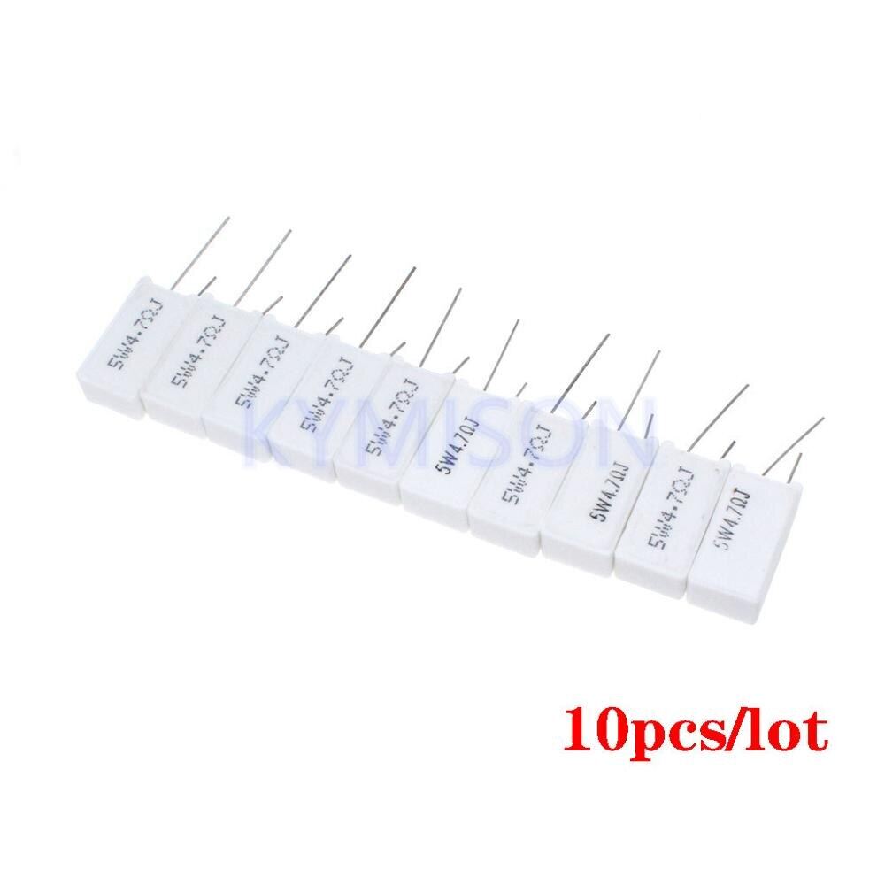 10Pcs 5W 5% แนวตั้งตัวต้านทานซีเมนต์0.1R-10K 5W1R 2R 2.2R 3.9R 4.7R 5R 10R 22R 1K Ohm ตัวต้านทาน ...
